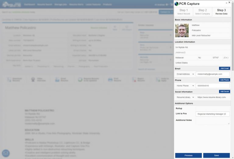 PCR Capture - PCRecruiter