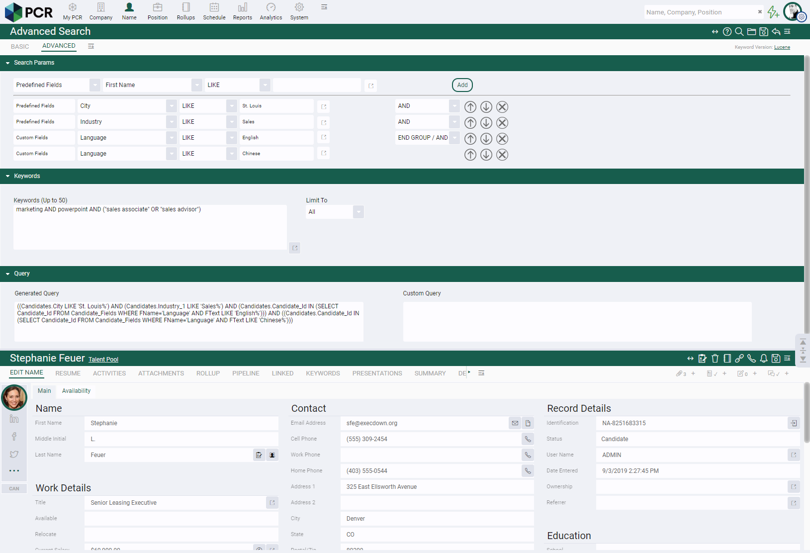 Comprehensive Search - PCRecruiter