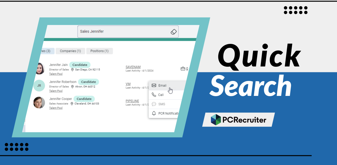 PCR Quick Search Improvements - PCRecruiter
